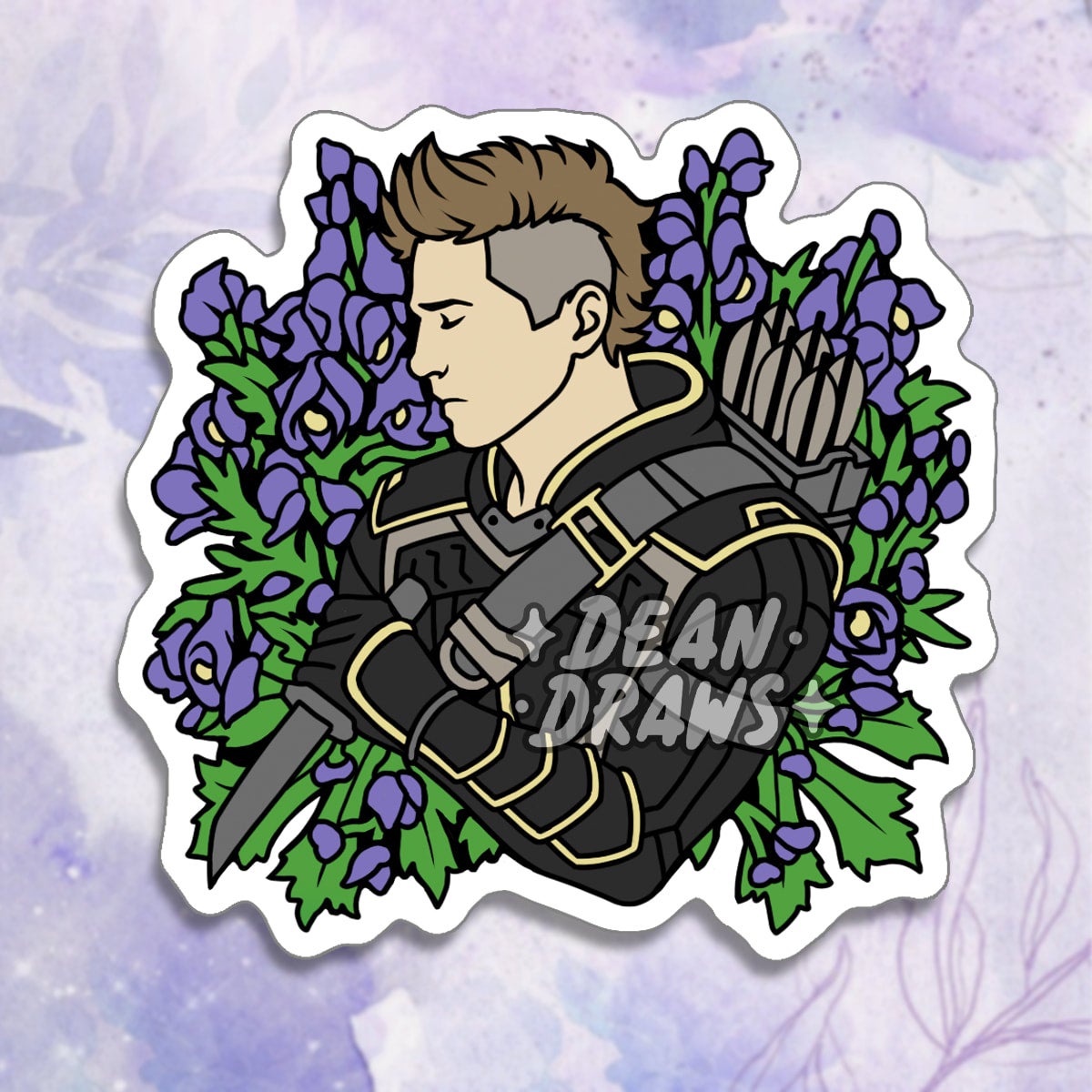 Hawkeye Flowers Sticker | Dean Draws Art