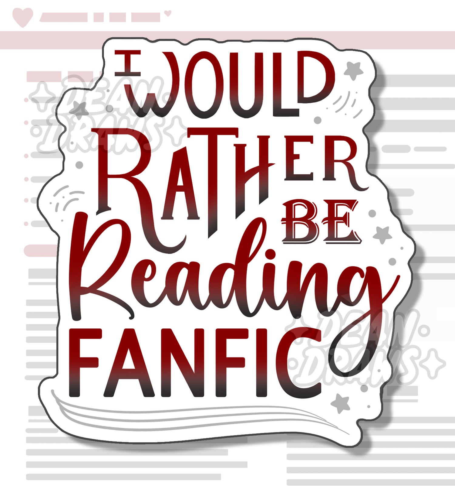 Reading Fanfic sticker | Dean Draws Art