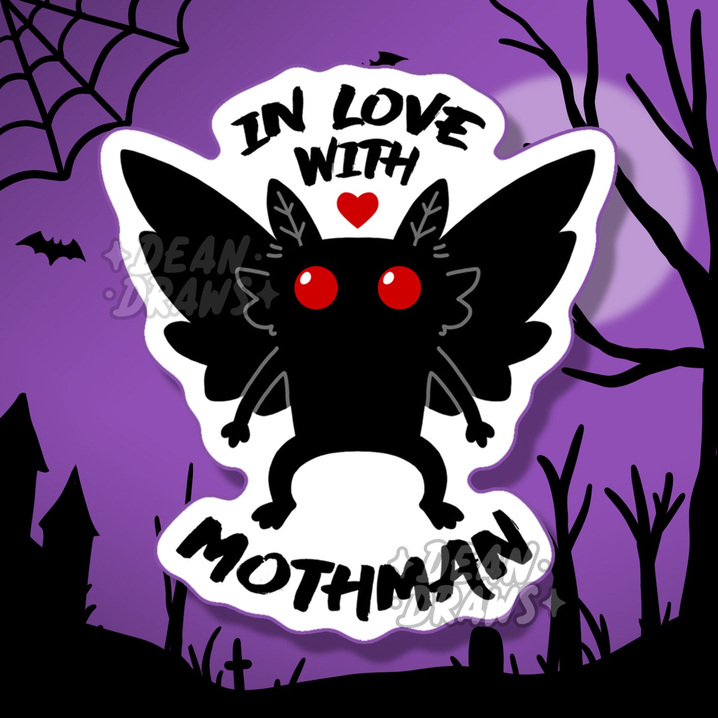 Love Mothman Sticker | Dean Draws Art